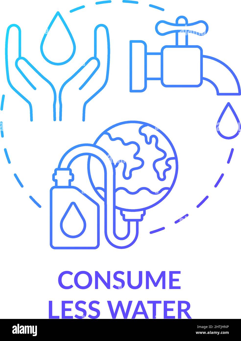 Consume less water blue gradient concept icon Stock Vector Image & Art ...