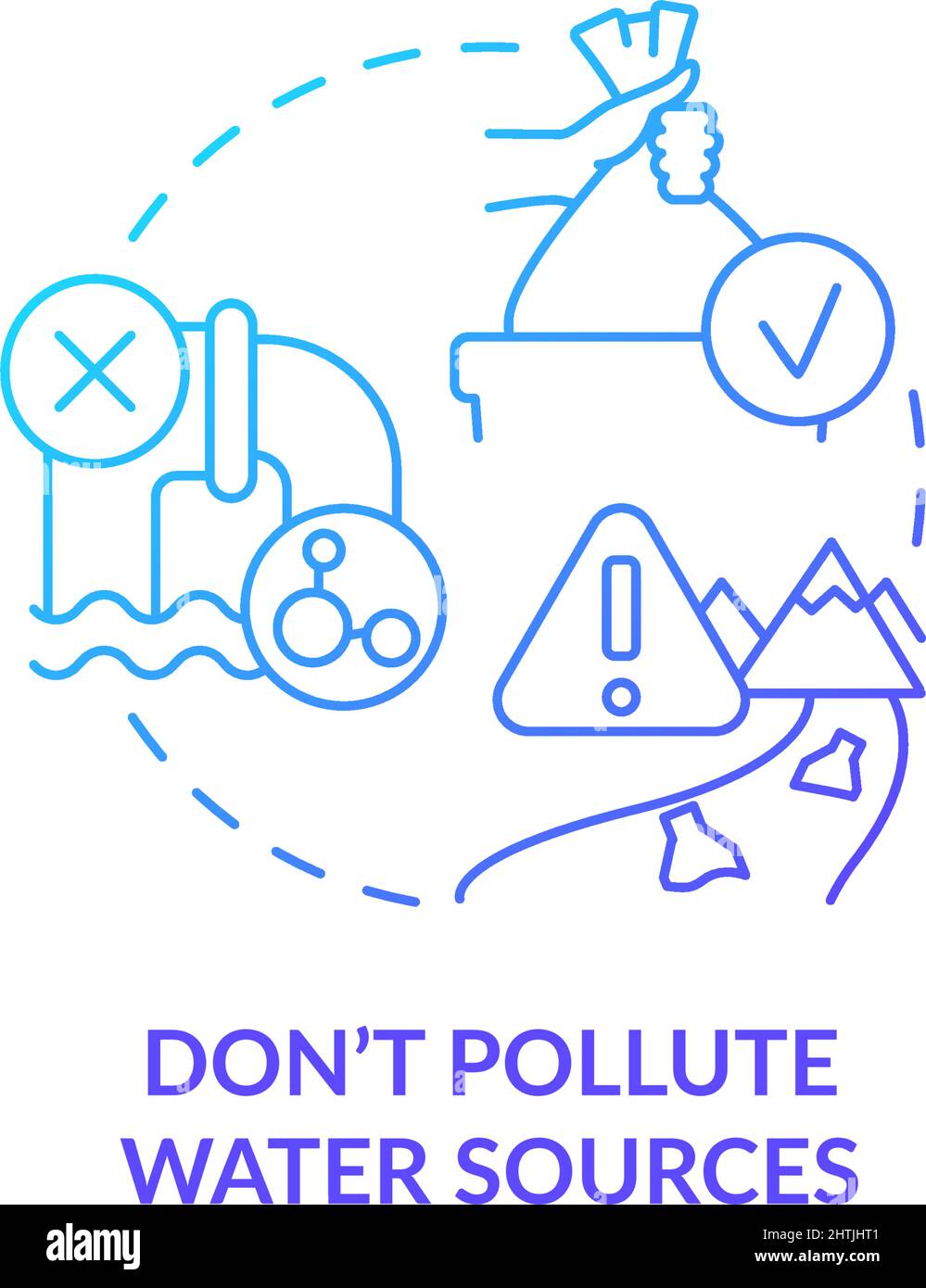 Dont pollute water sources blue gradient concept icon Stock Vector ...