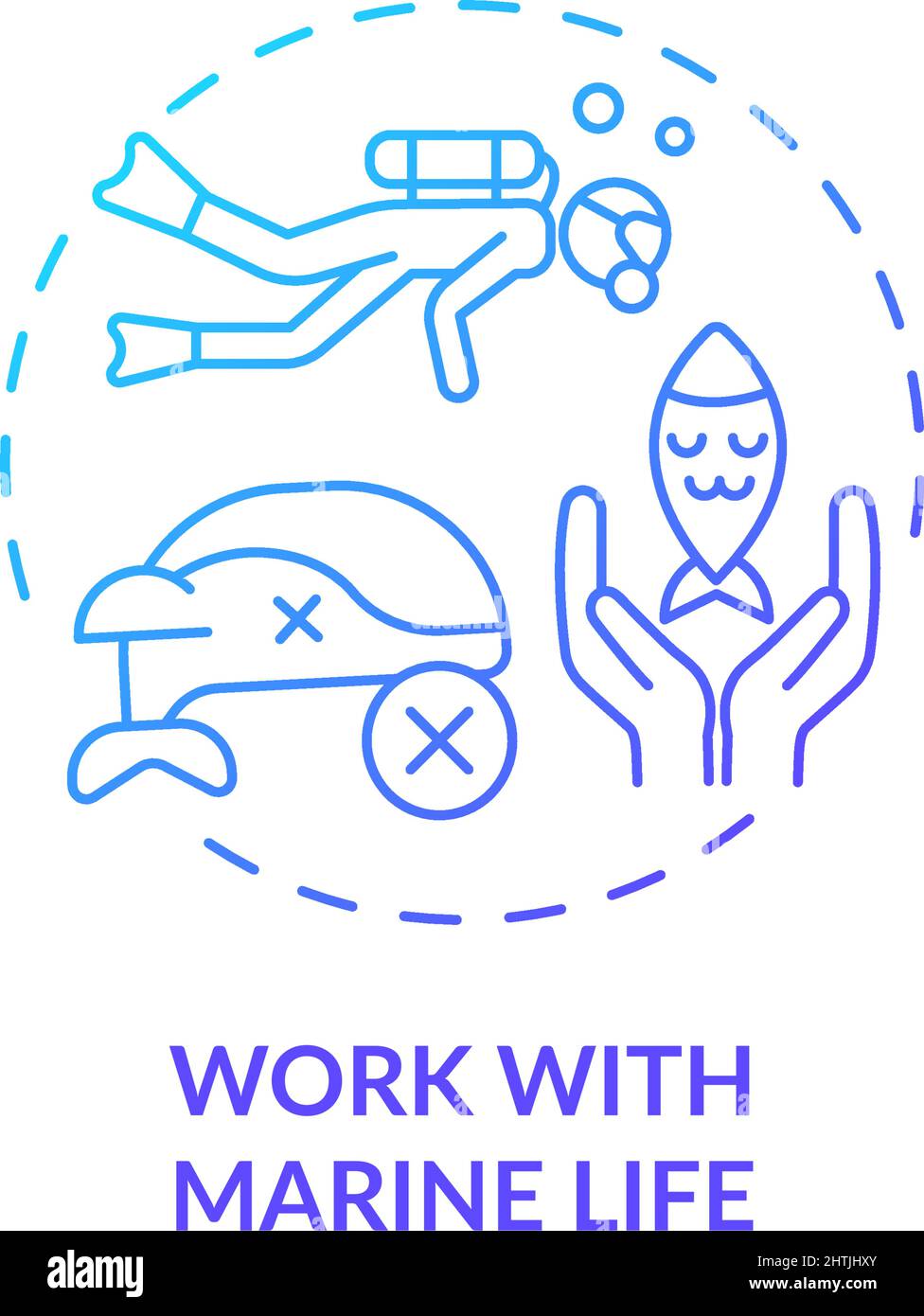 Work with marine life blue gradient concept icon Stock Vector Image ...