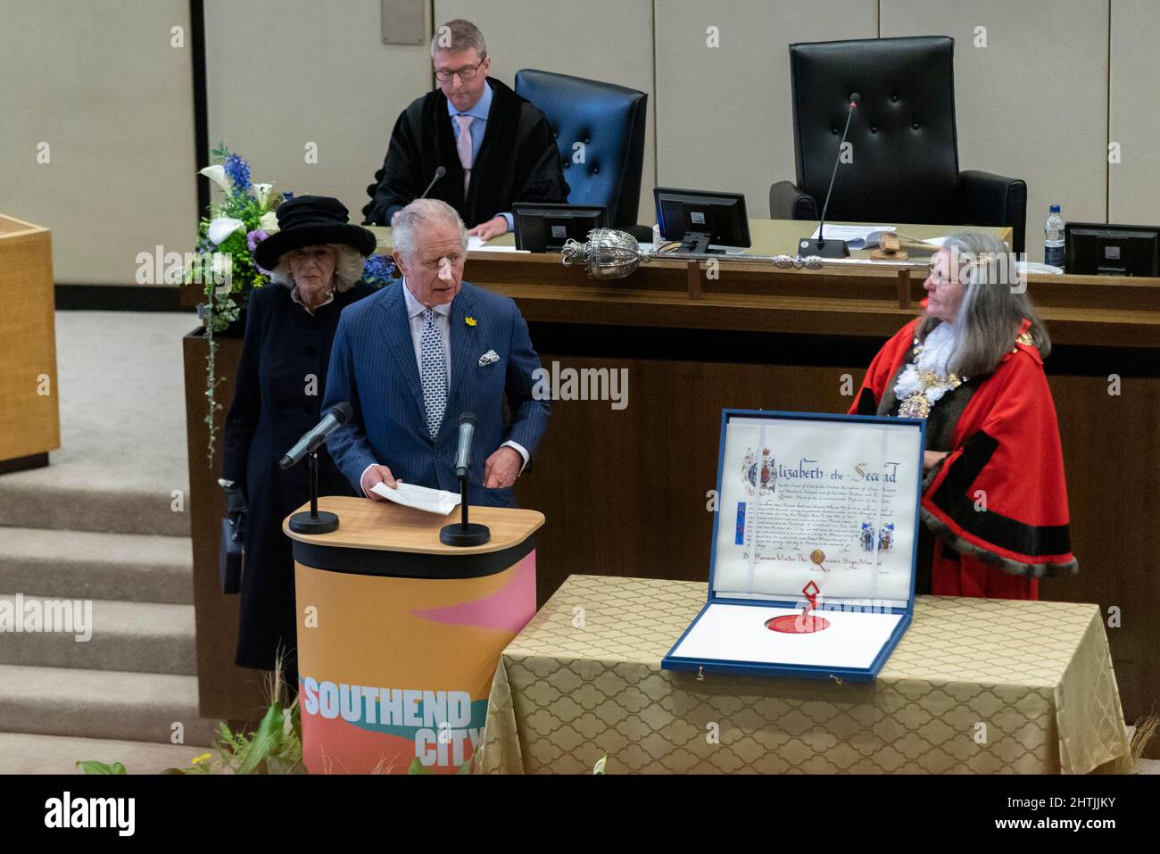 Civic Centre, Southend on Sea, Essex, UK. 1st Mar, 2022. Prince Charles ...