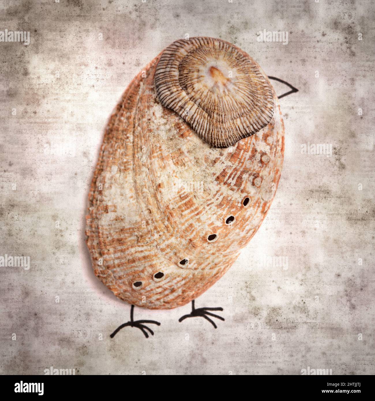 stylish textured old paper background with funny little birds made of a ...