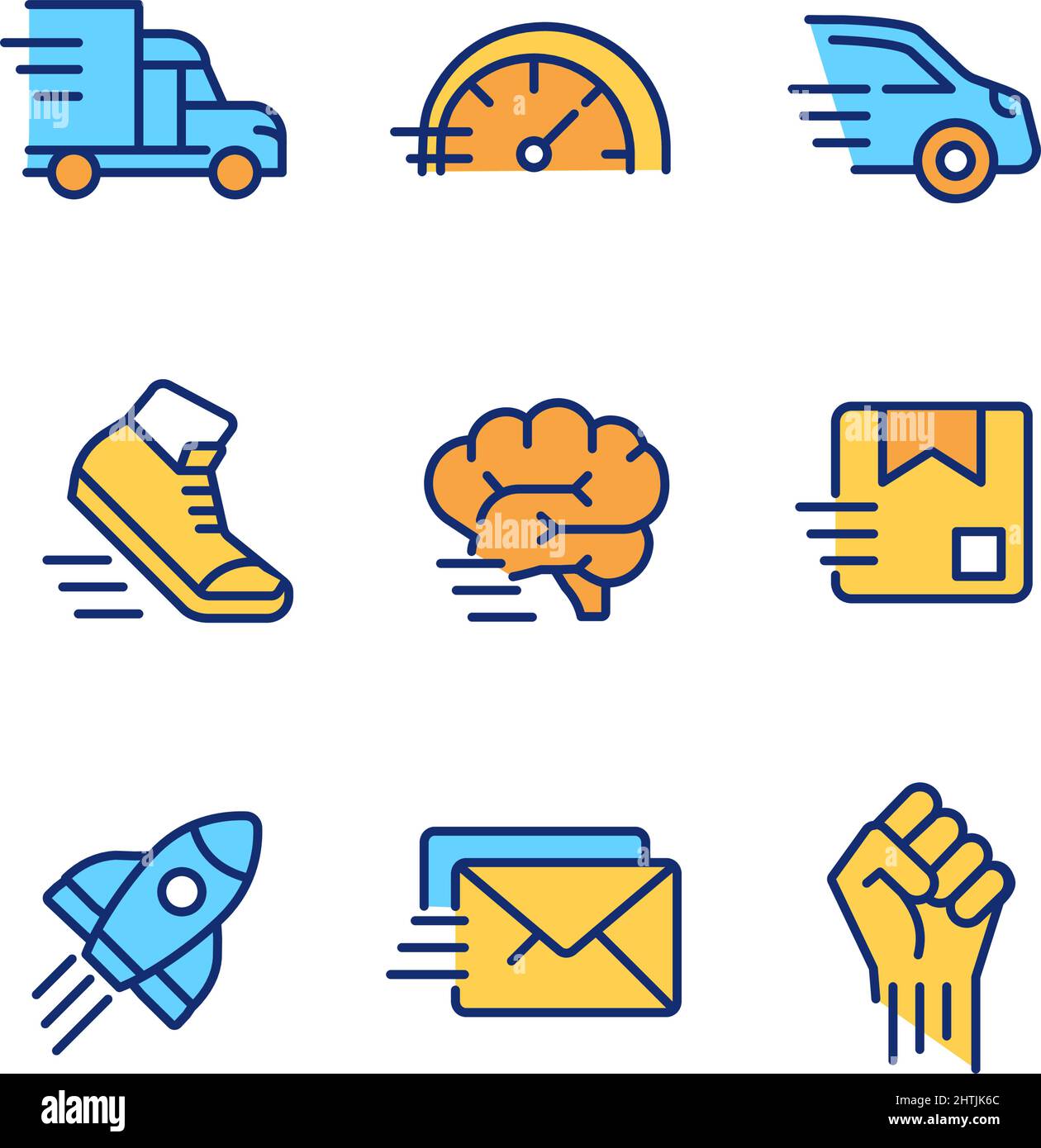 Motion and speed pixel perfect RGB color icons set Stock Vector Image & Art - Alamy