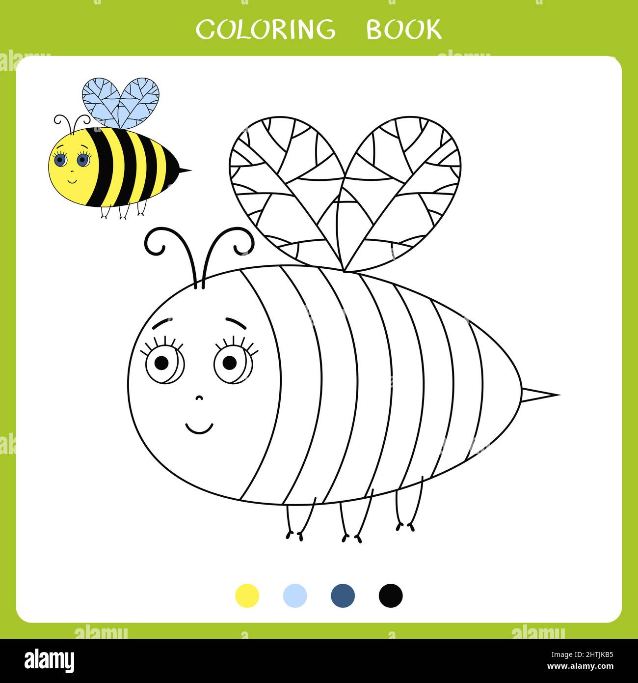 Cute flying bee for coloring book Stock Photo - Alamy