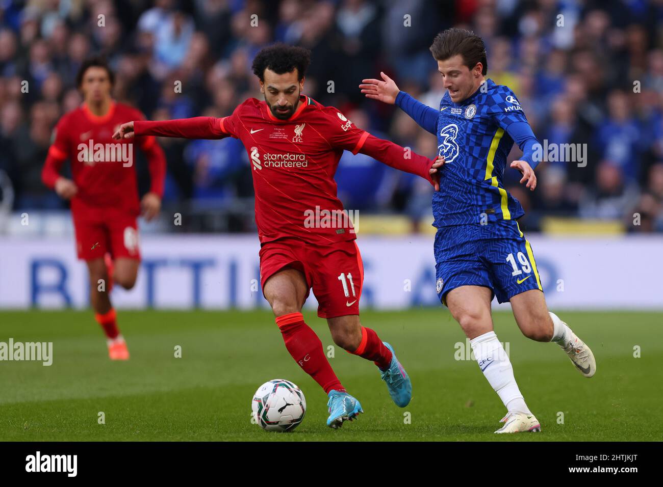 Mohamed Salah of Liverpool holds off Mason Mount of Chelsea - Chelsea v ...