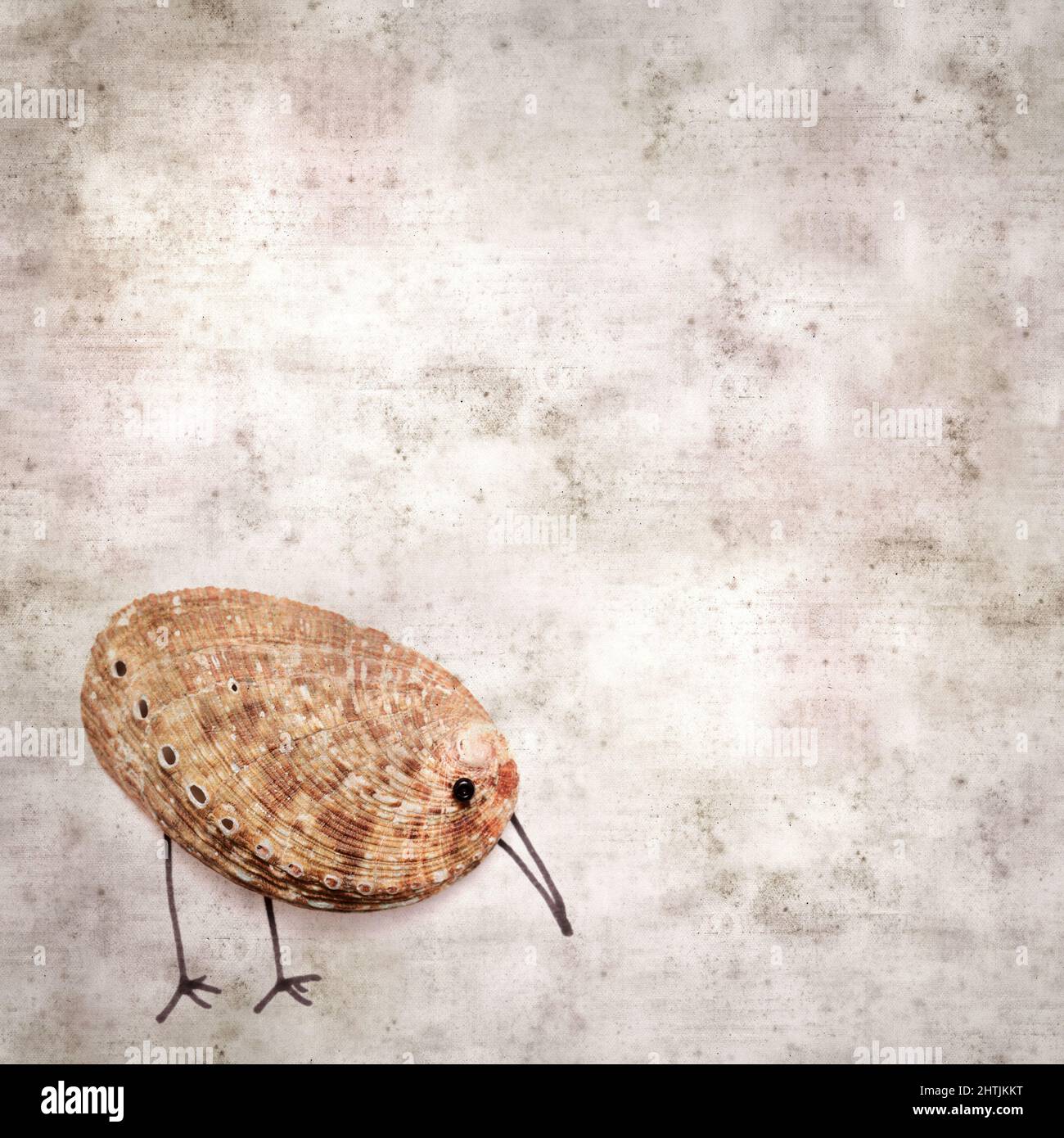 stylish textured old paper background with funny little birds made of a ...