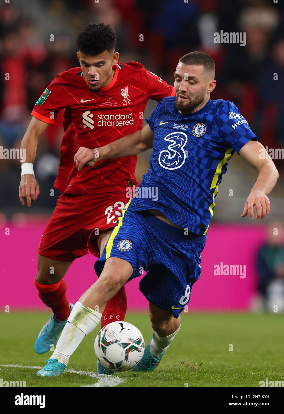 Mateo Kovacic of Chelsea and Luis Diaz of Liverpool - Chelsea v ...
