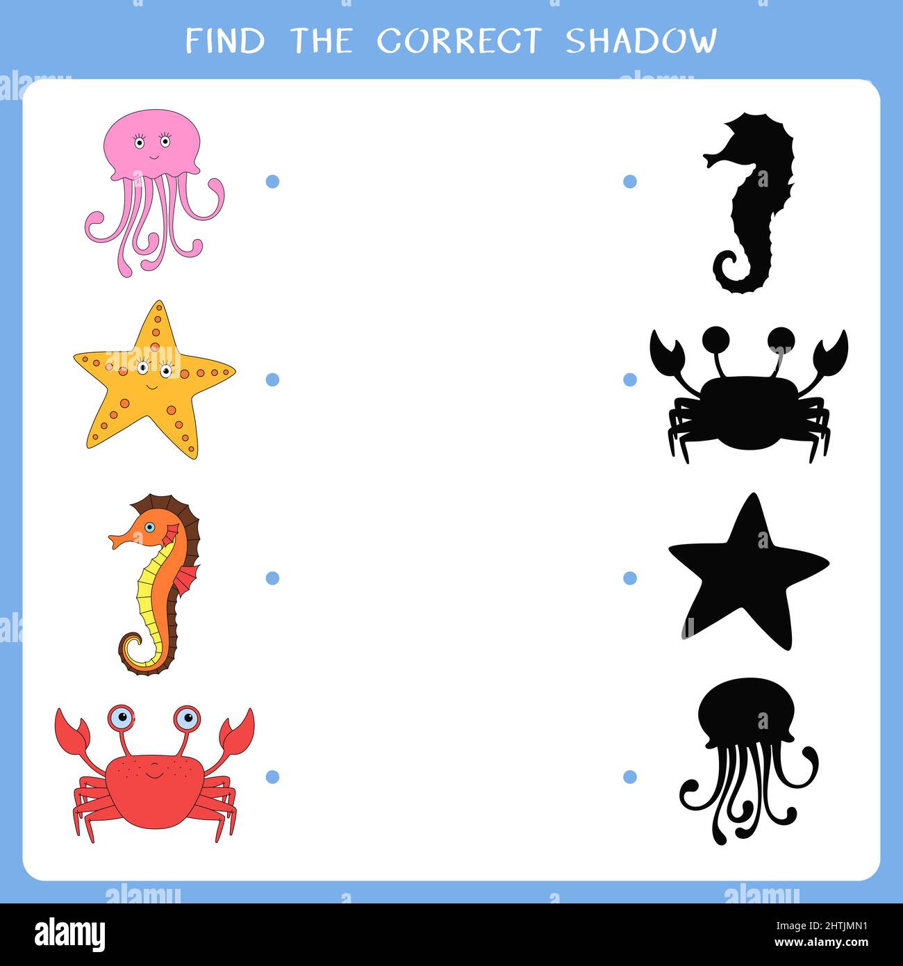 Find the correct shadow for sea animals Stock Photo - Alamy