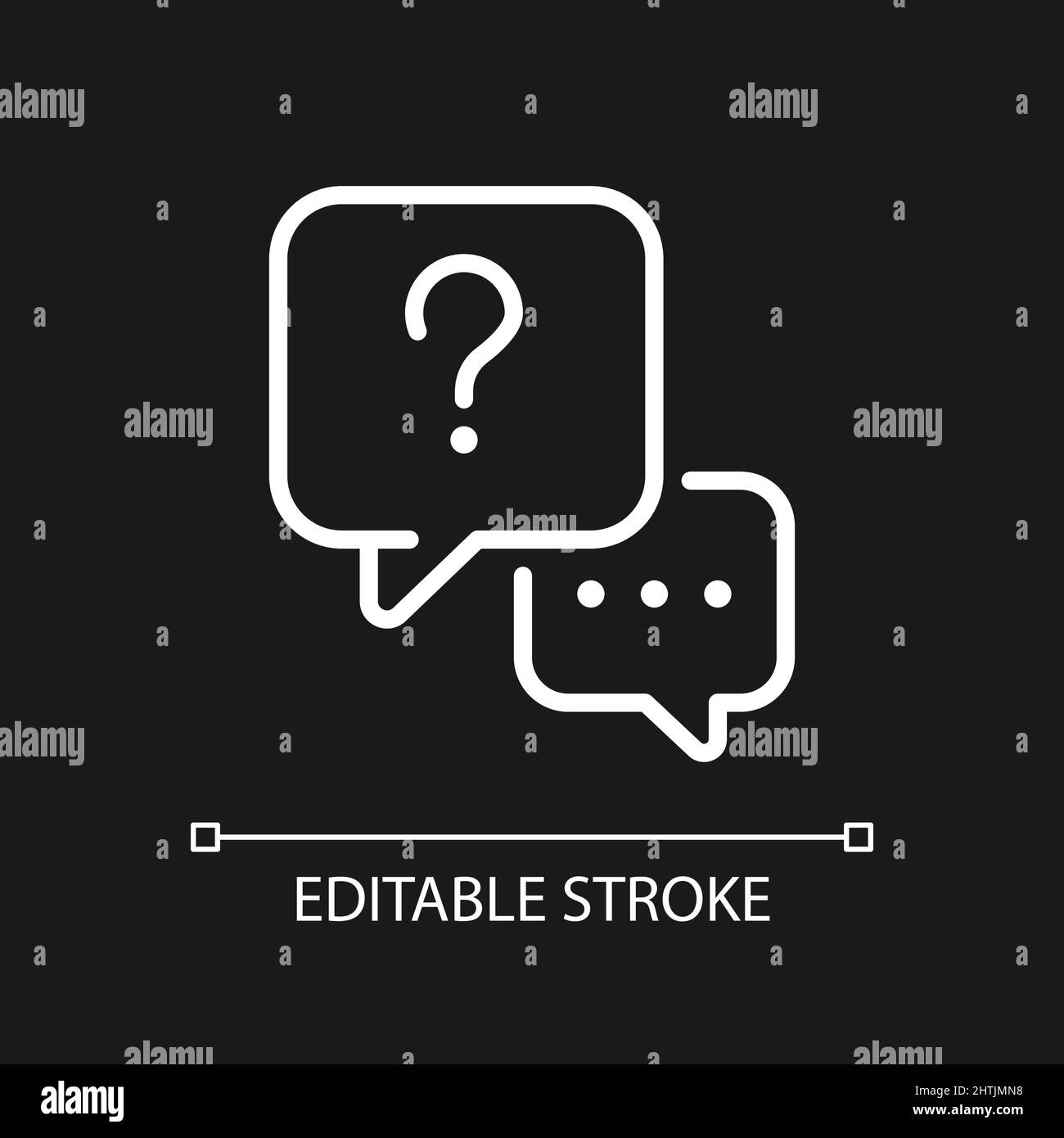 Interview question white linear icon for dark theme Stock Vector Image ...