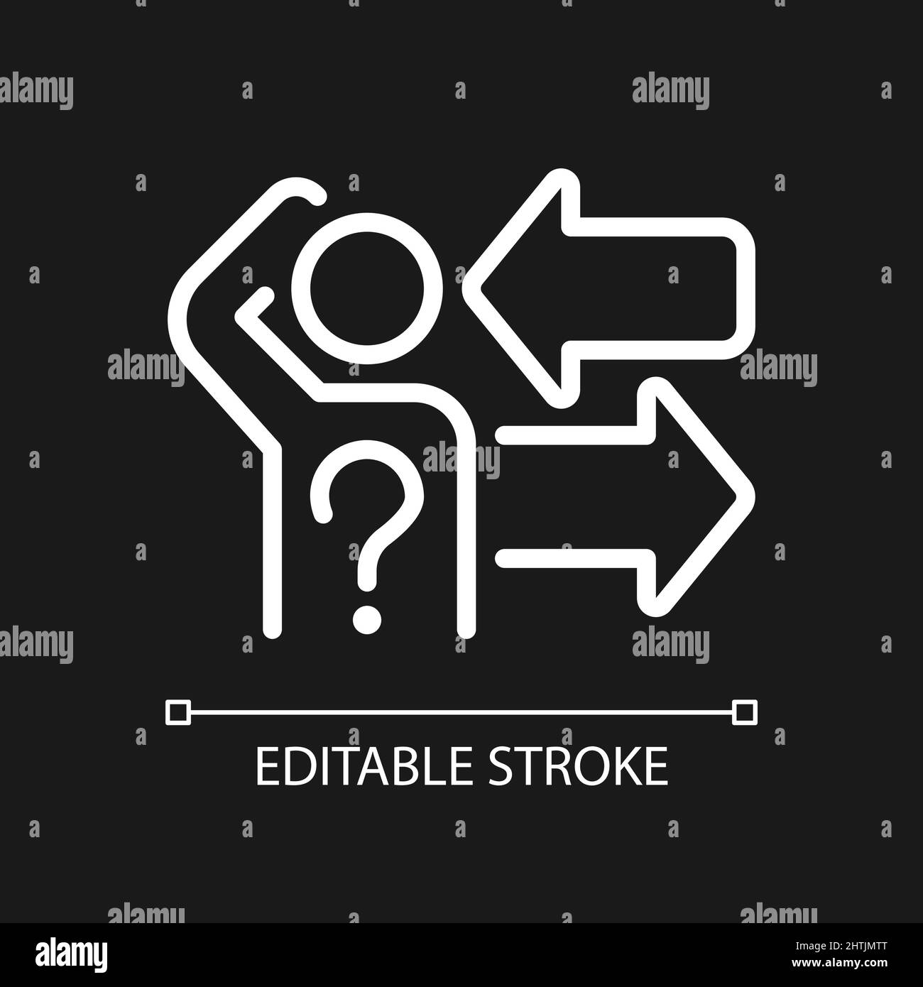 Difficult choice white linear icon for dark theme Stock Vector Image ...