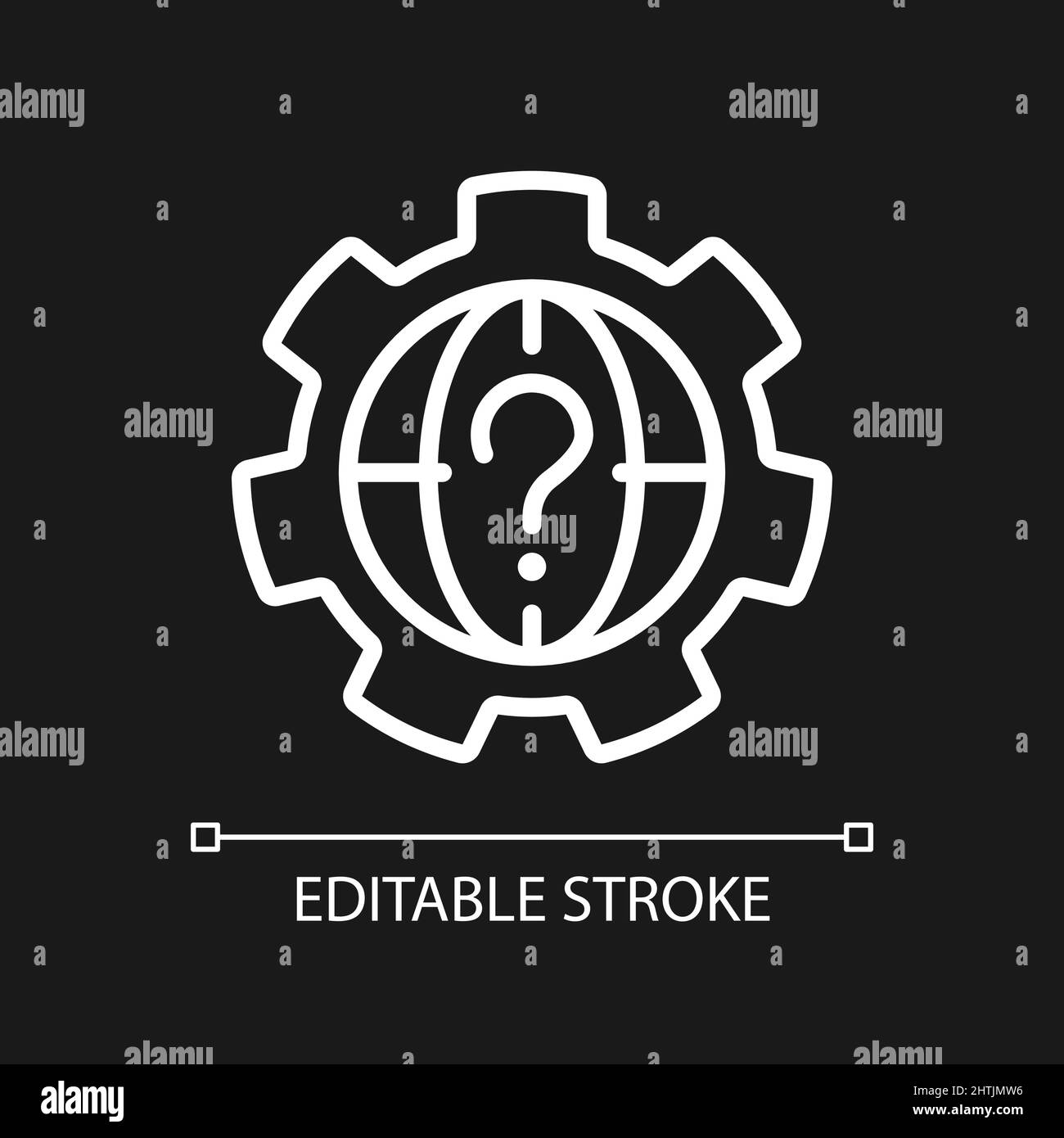 World question white linear icon for dark theme Stock Vector Image ...