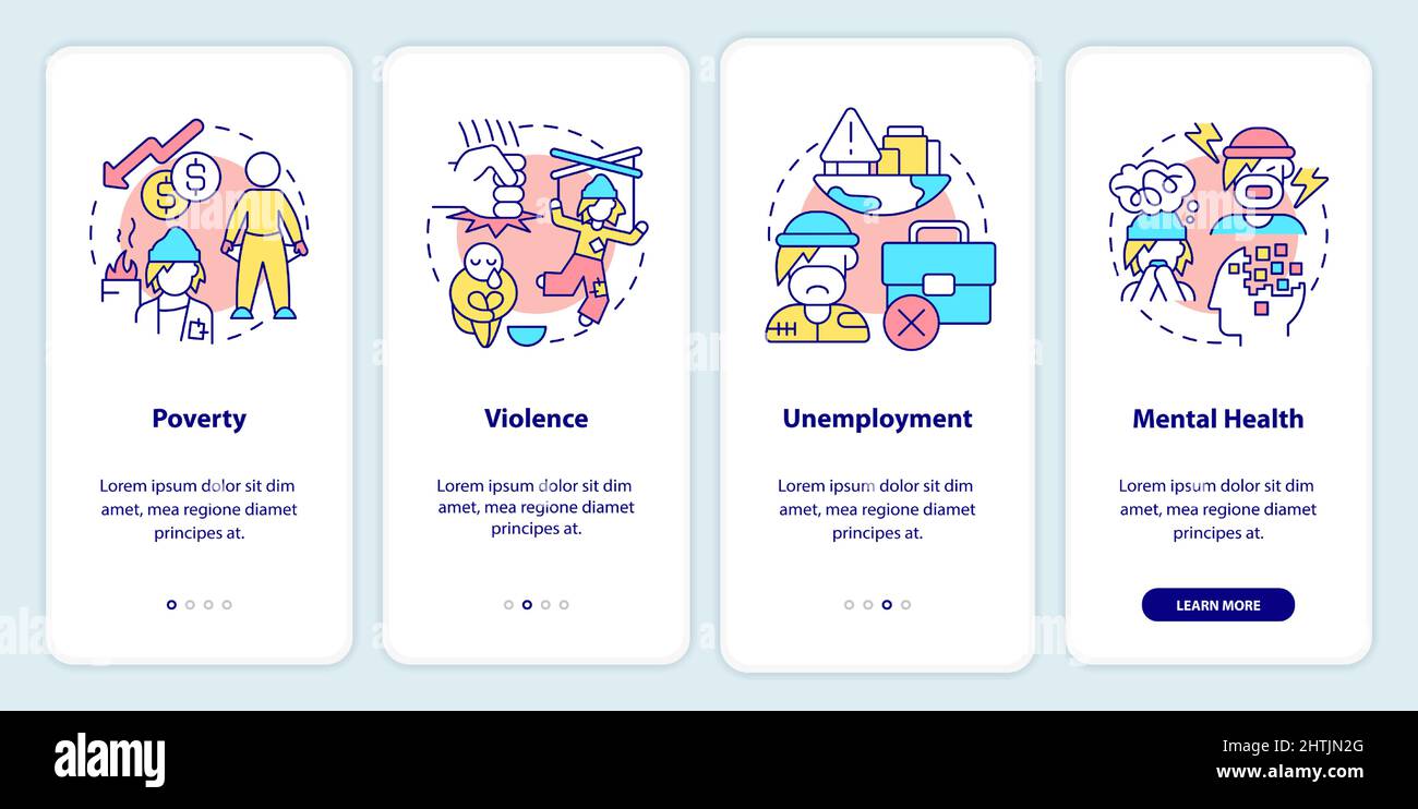 Homelessness factors onboarding mobile app screen Stock Vector Image ...