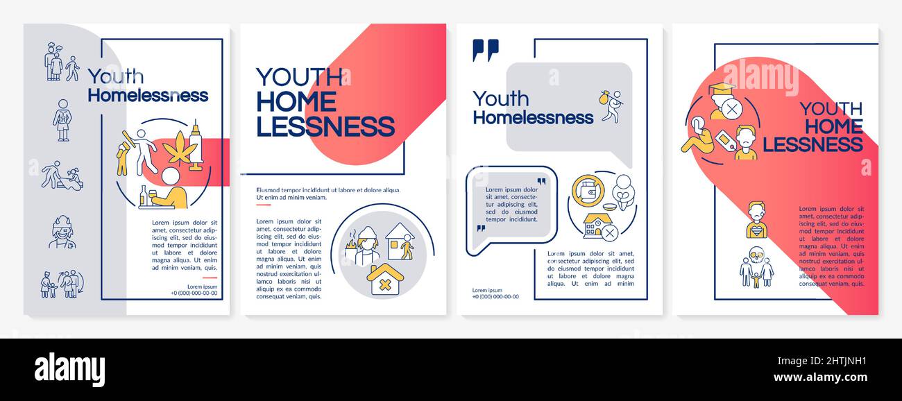 Homelessness among young people red and grey brochure template Stock ...