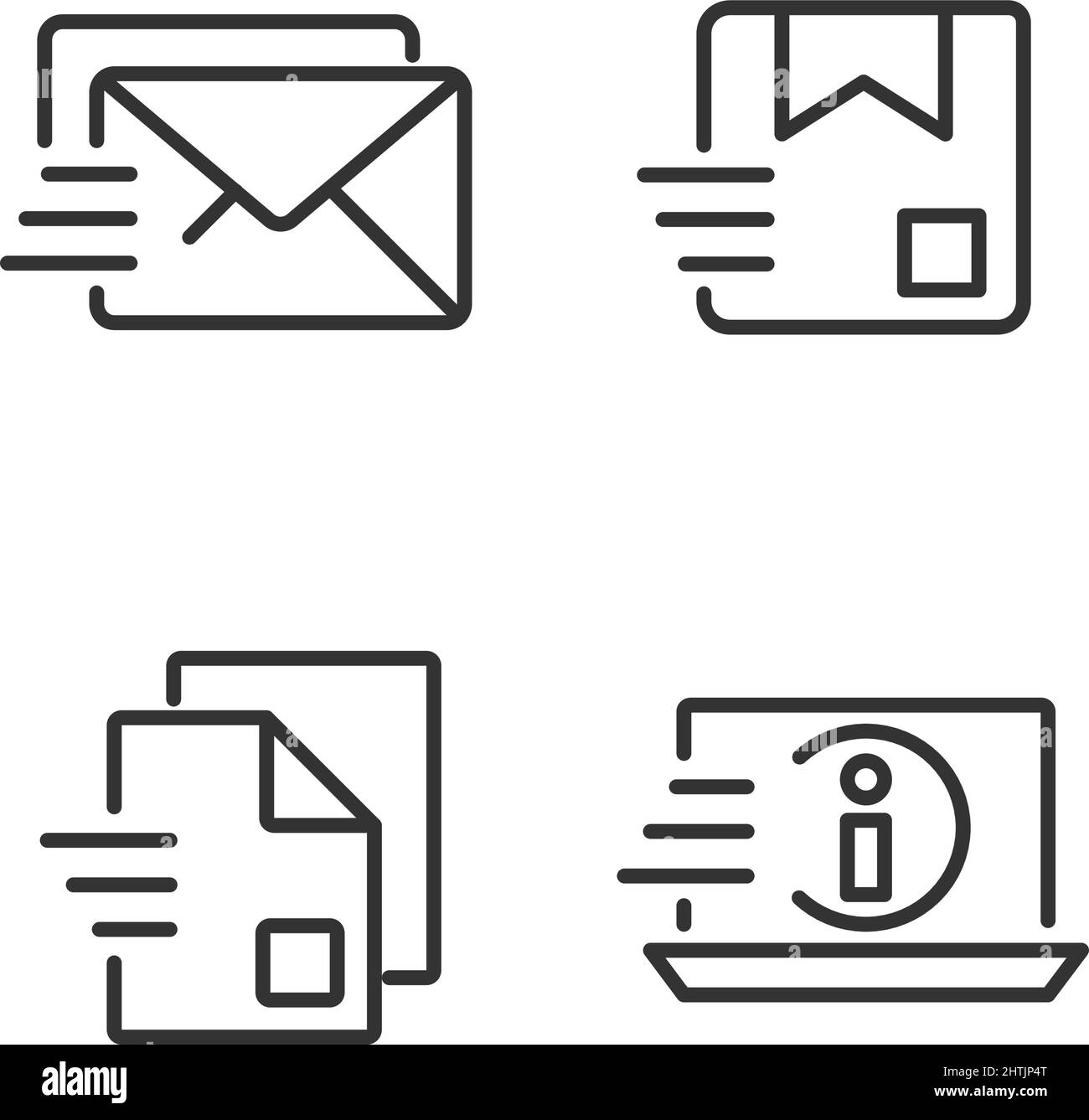 Information transmission pixel perfect linear icons set Stock Vector ...