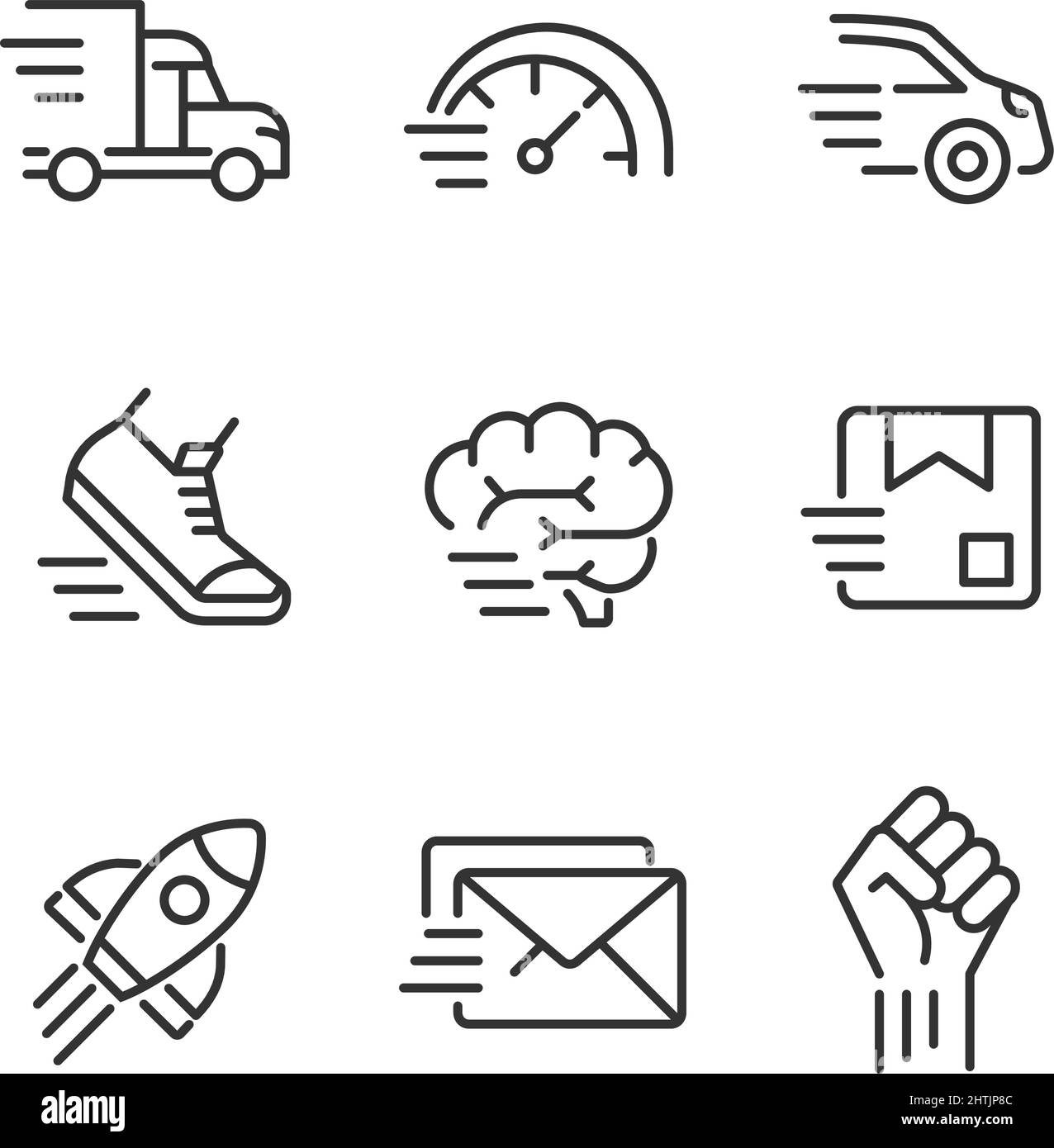 Motion and speed pixel perfect linear icons set Stock Vector Image ...