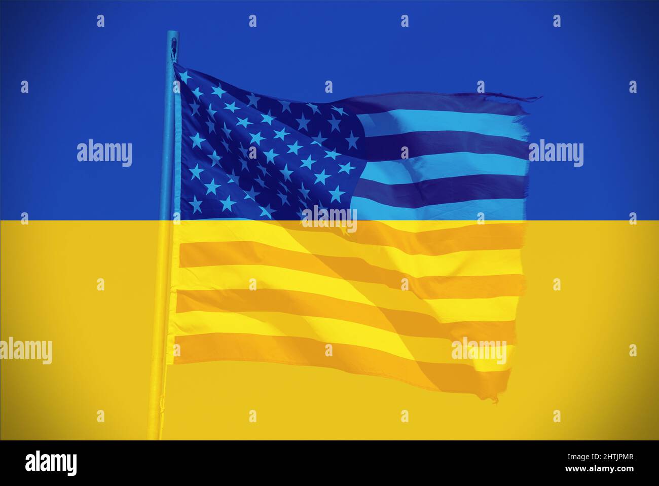 Ukrainian american flags wave hi-res stock photography and images - Alamy