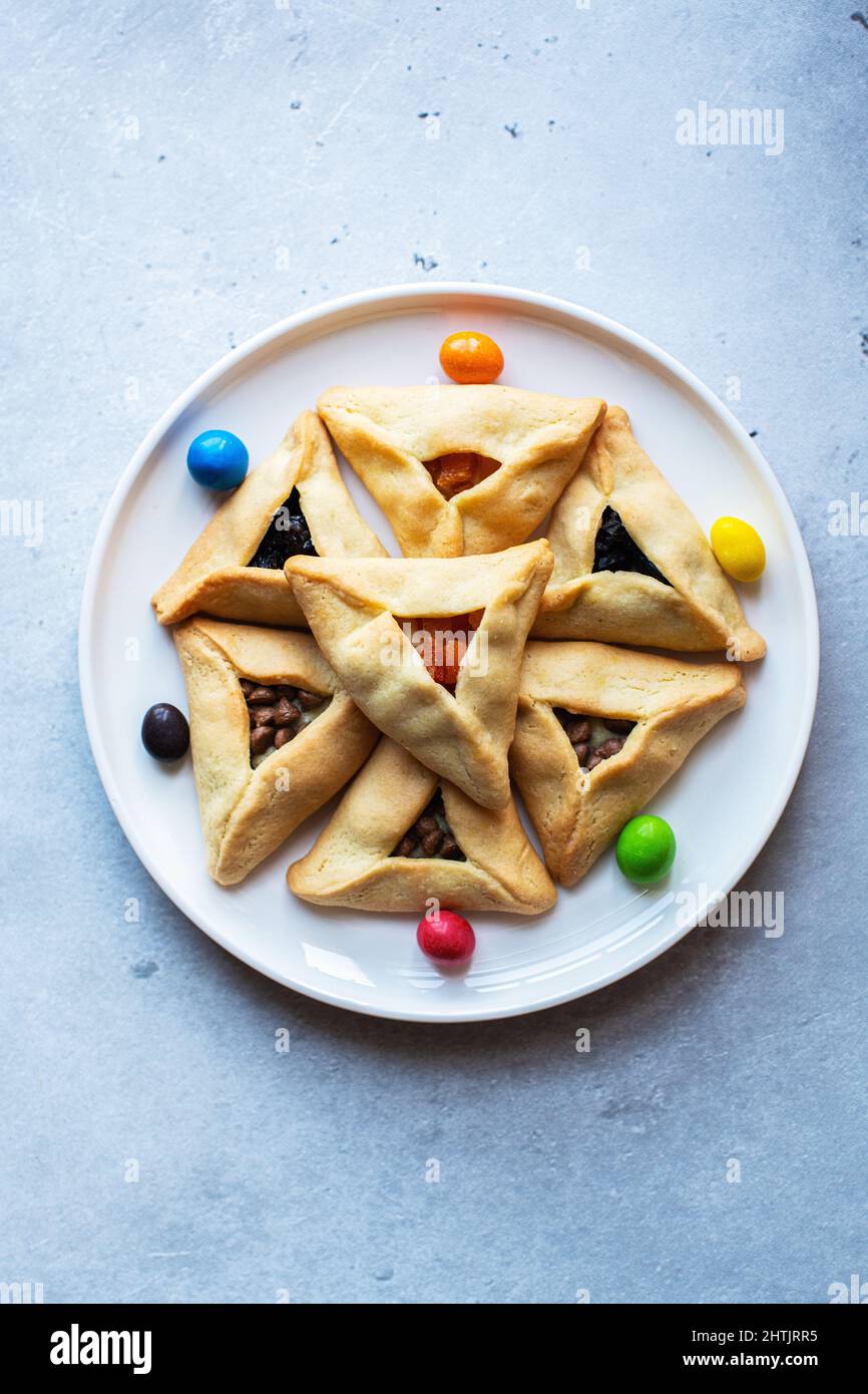 Traditional cookies for Jewish holiday Purim - Hamantashen with ...