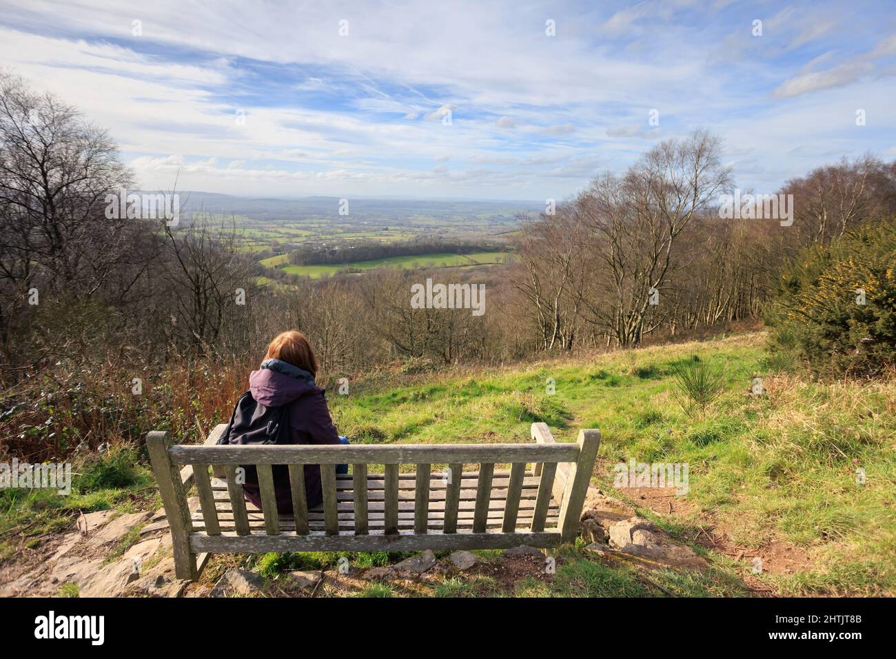 Views along the ridge top of the Malvern Hills in Worcestershire and ...