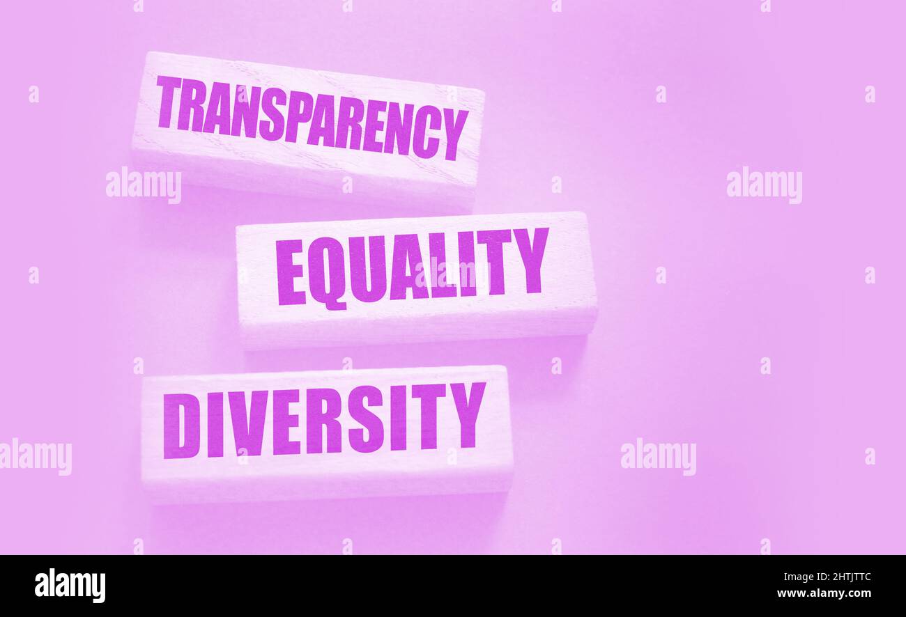 Transparency Equality diversity words on long wooden blocks on black ...