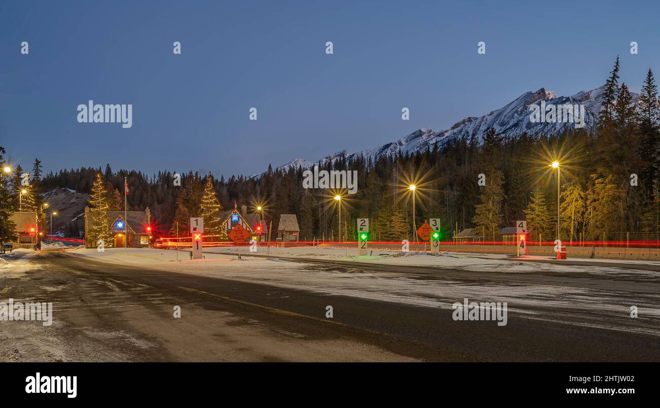 Banff National Park entrance gate on the Trans-Canada Highway in ...
