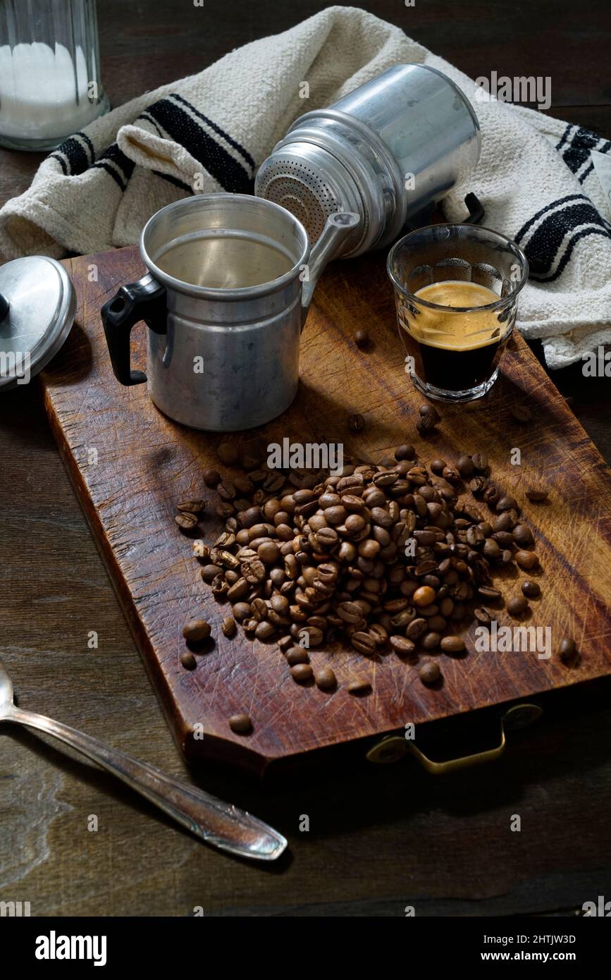 Neapolitan flip coffee pot, in Italian napoletana or caffettiera ...