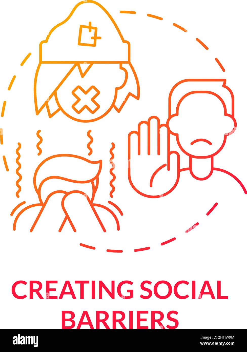 Creating social barriers red gradient concept icon Stock Vector Image ...