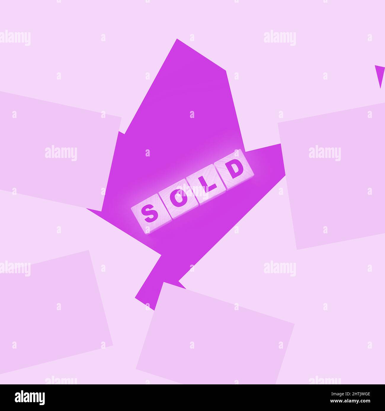 Sold Word Written In Wooden Cubes on black background. Real estate ...