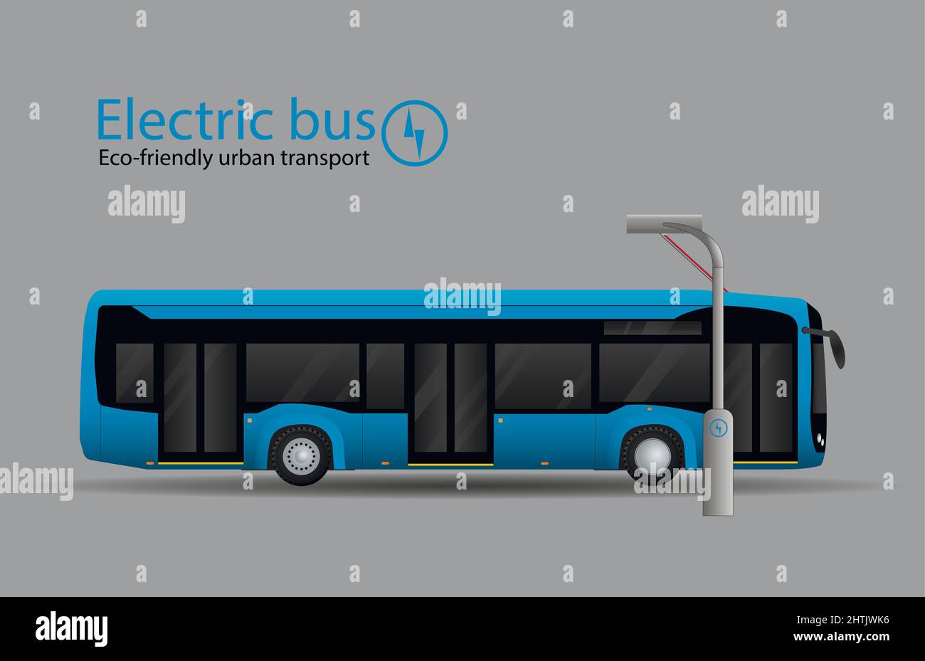 Electric bus at the charging station. A new type of ecological urban ...