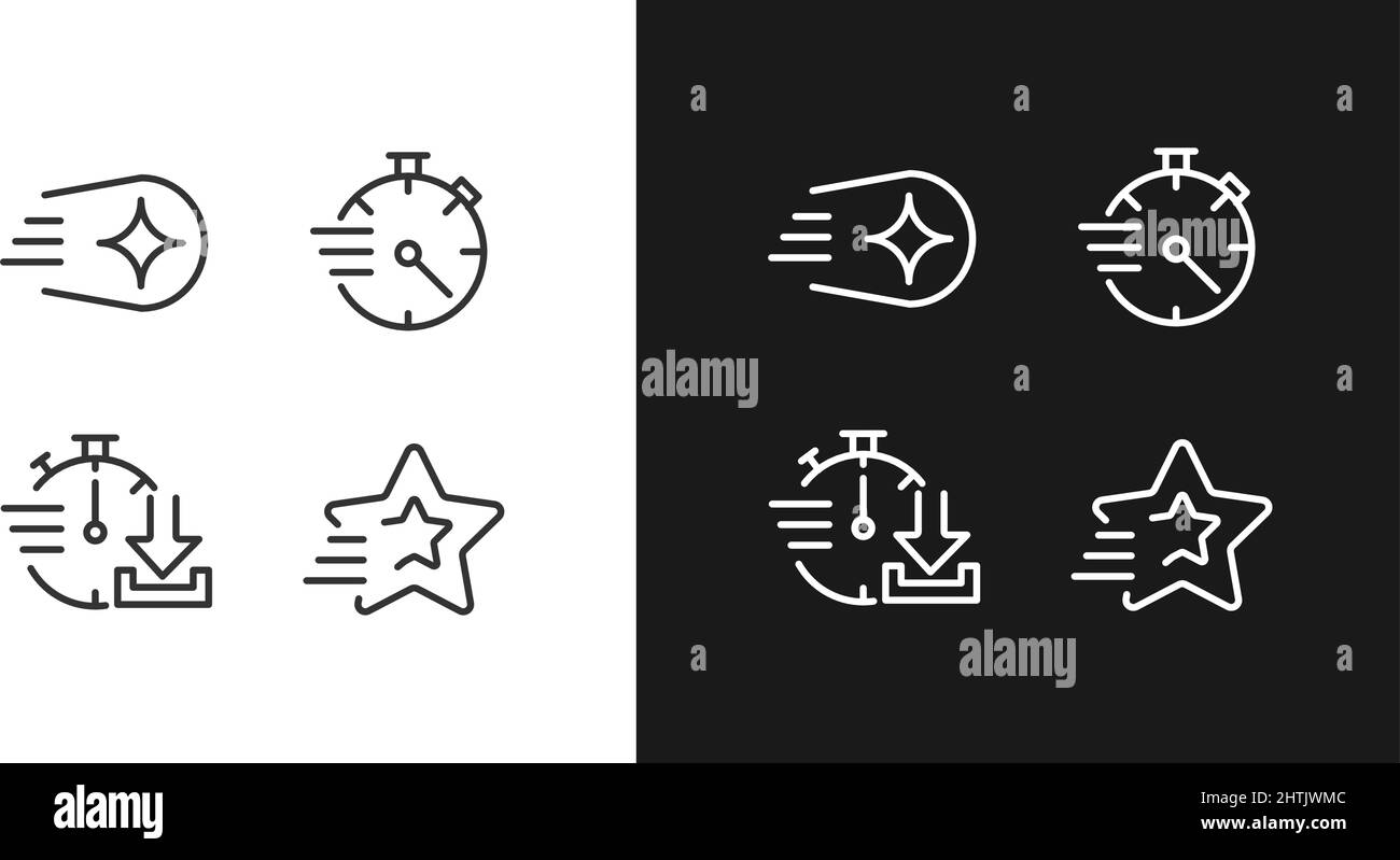Speed and time pixel perfect linear icons set for dark, light mode ...