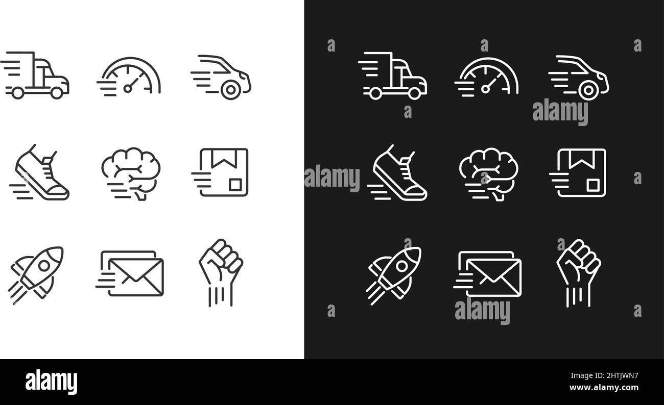 Motion and speed pixel perfect linear icons set for dark, light mode ...
