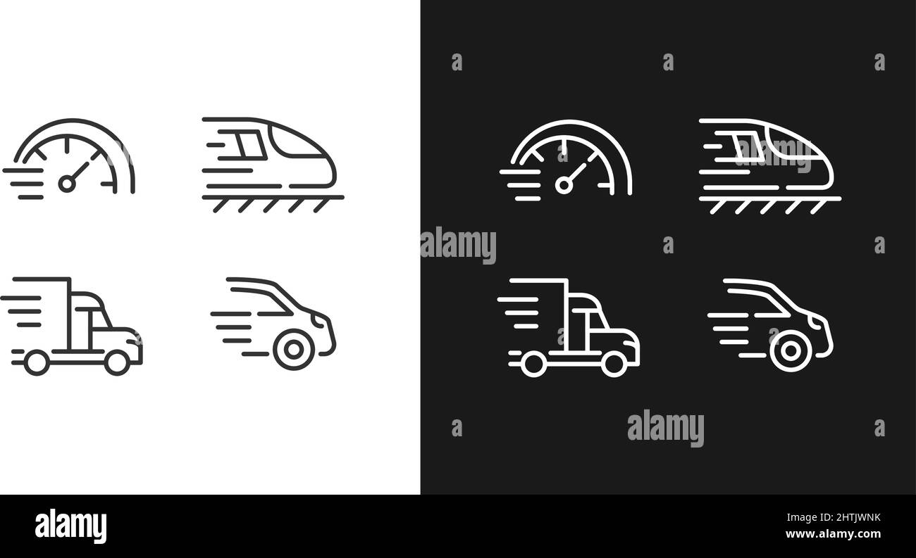 Fast transport pixel perfect linear icons set for dark, light mode ...