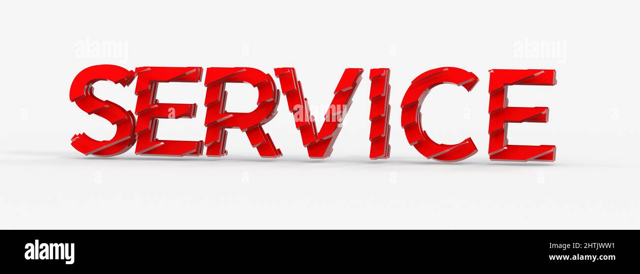 3D rendering of red service text isolated on a white background Stock ...