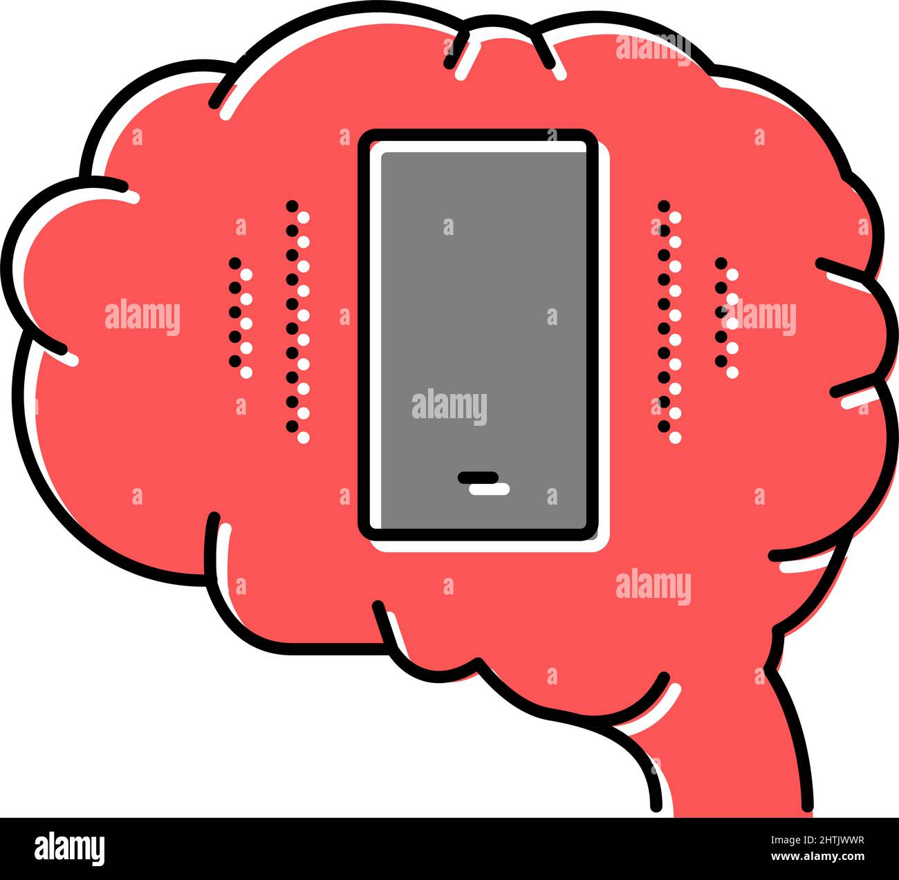 mobile phone brain color icon vector illustration Stock Vector Image ...