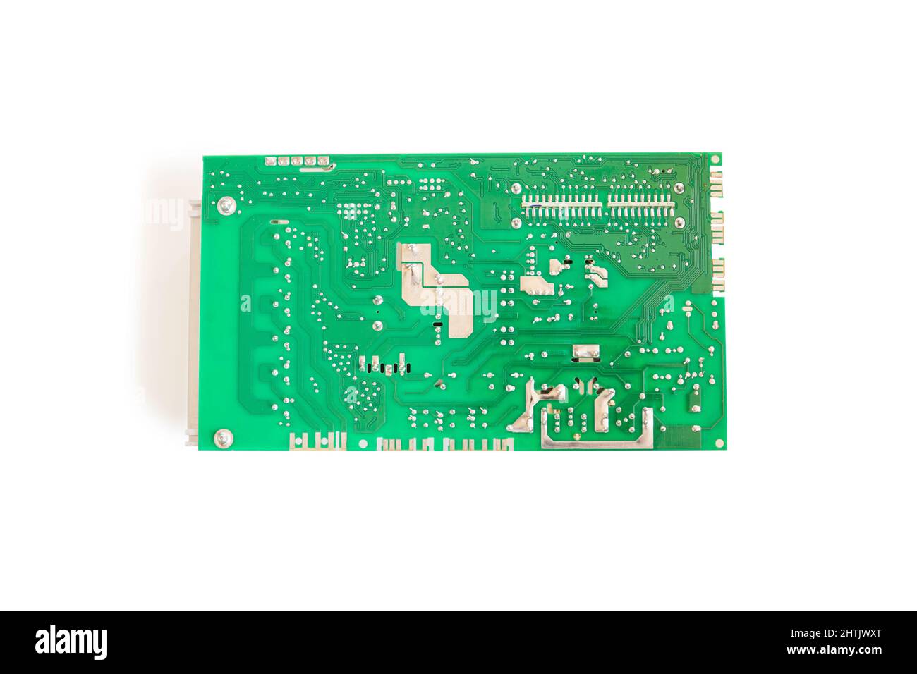 Back side of main Electronic circuit green board isolated in clipping ...