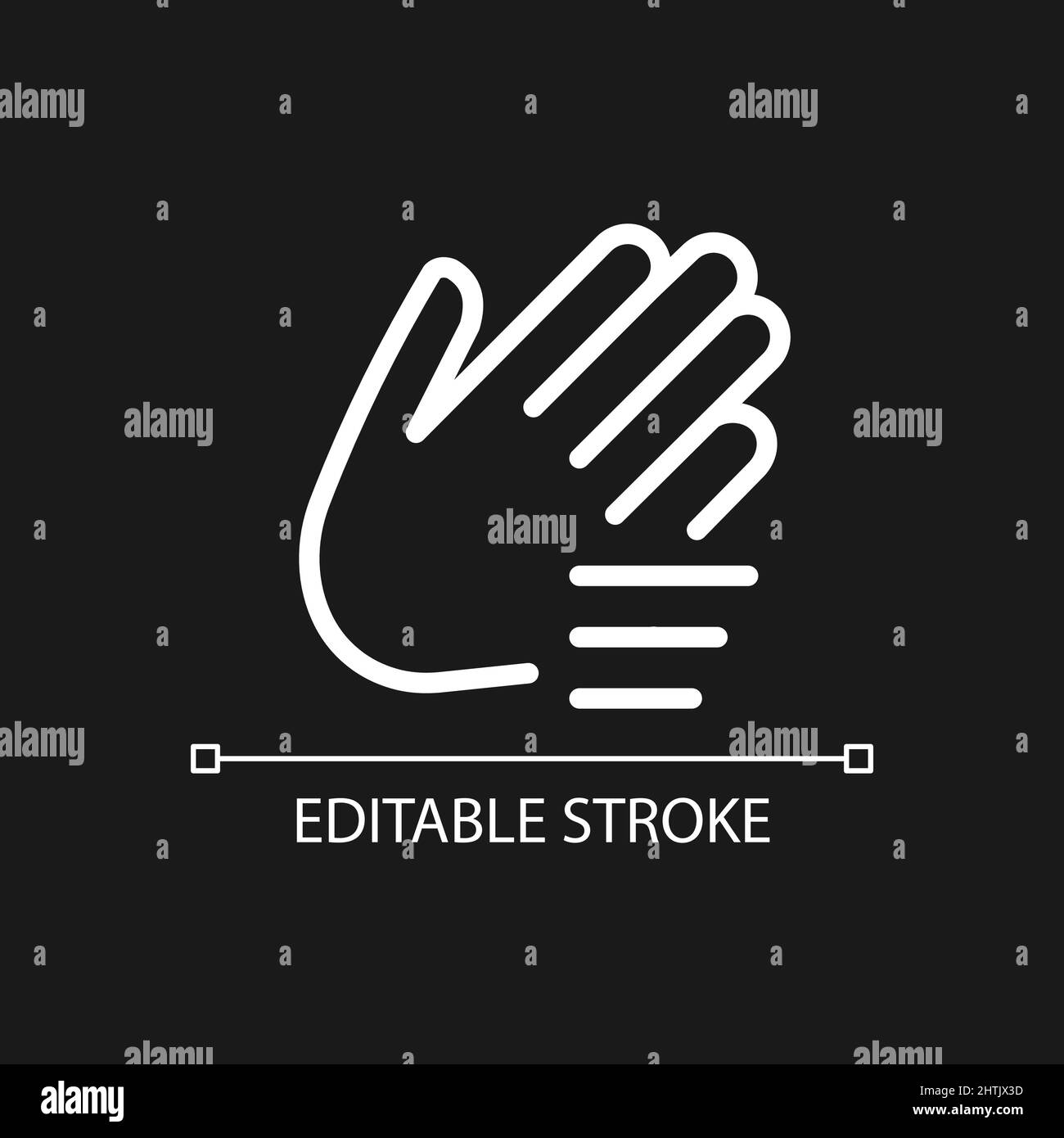 Waving hand pixel perfect white linear icon for dark theme Stock Vector ...