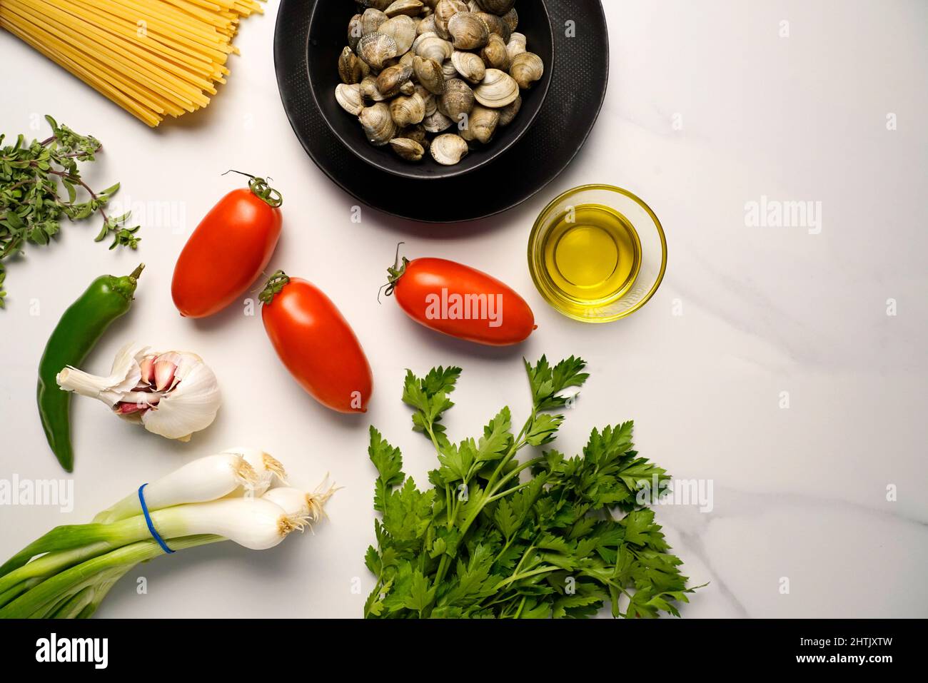 Ingredients for the preparation of the typical pasta dish of southern ...