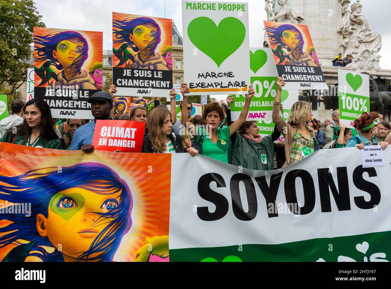 Paris France, Crowd People, Demonstration, French, Environmental March ...