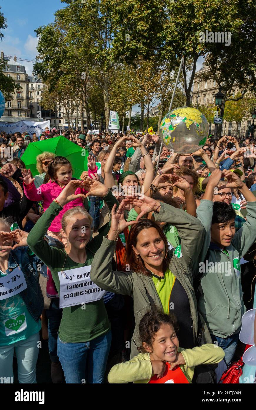 Paris France, Crowd People, Demonstration, French, Environmental March ...