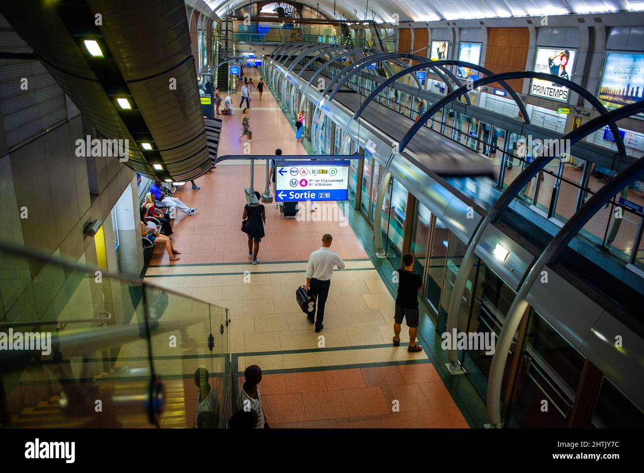 Paris, France, HIgh Angle inside Automatic Paris Metro Line 14 ...