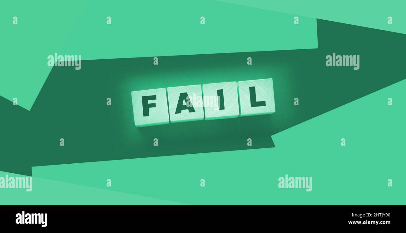 FAIL Word text Written In Wooden Cube blocks on black background ...