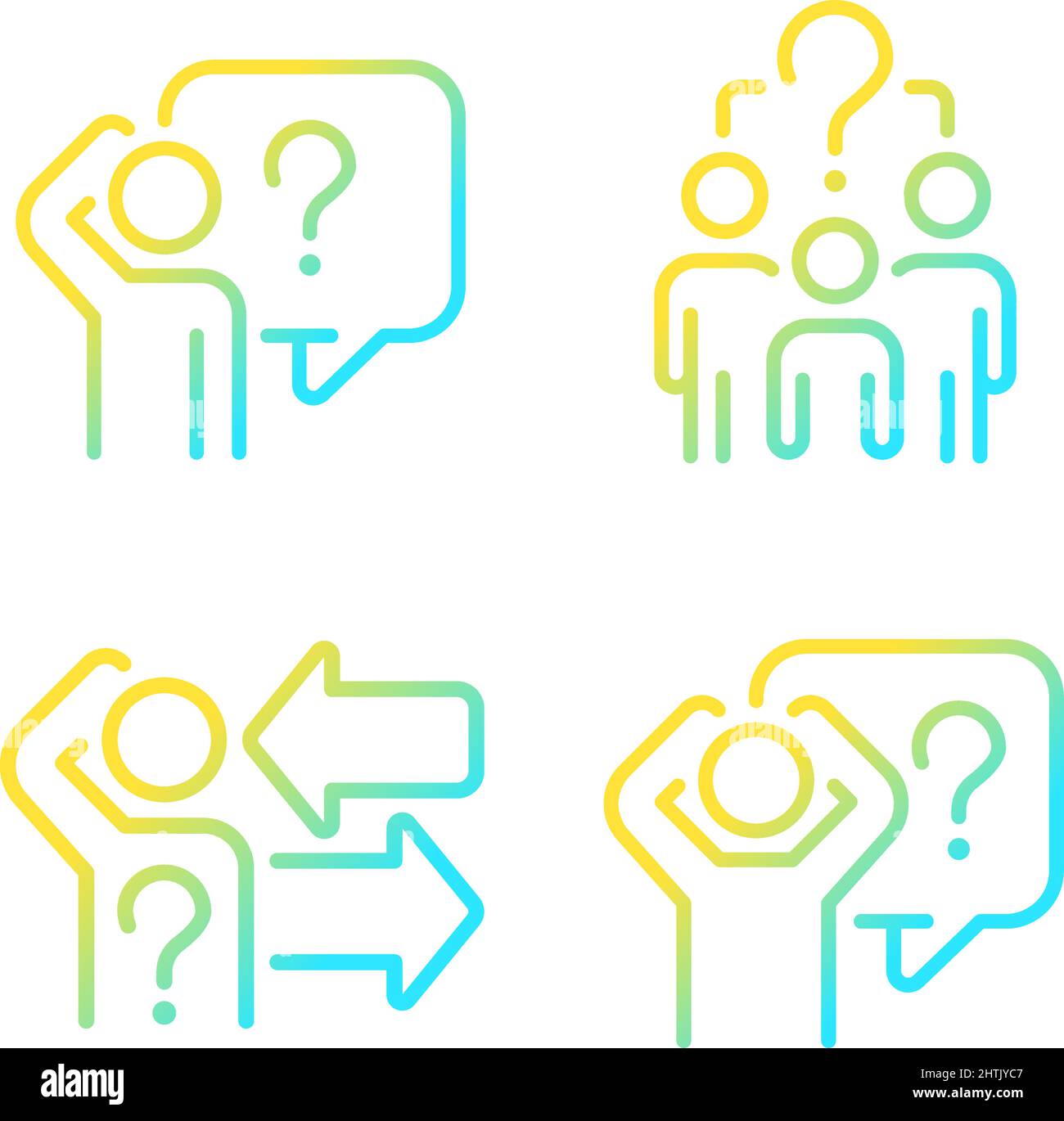 Asking and answering questions gradient linear vector icons set Stock ...