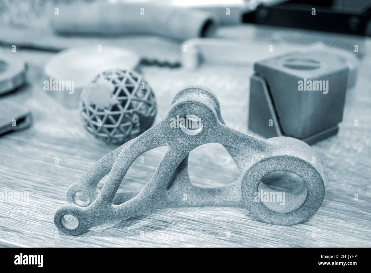 Different Abstract objects printed on powder 3D printer. Multi Jet ...