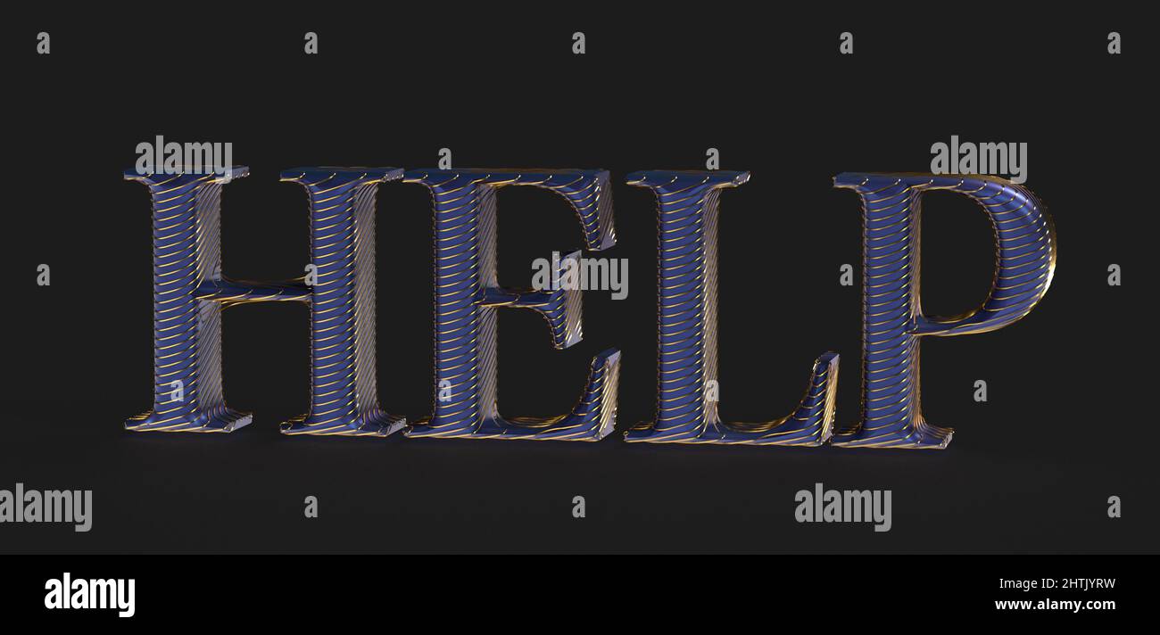 Illustration Help on the black background Stock Photo - Alamy