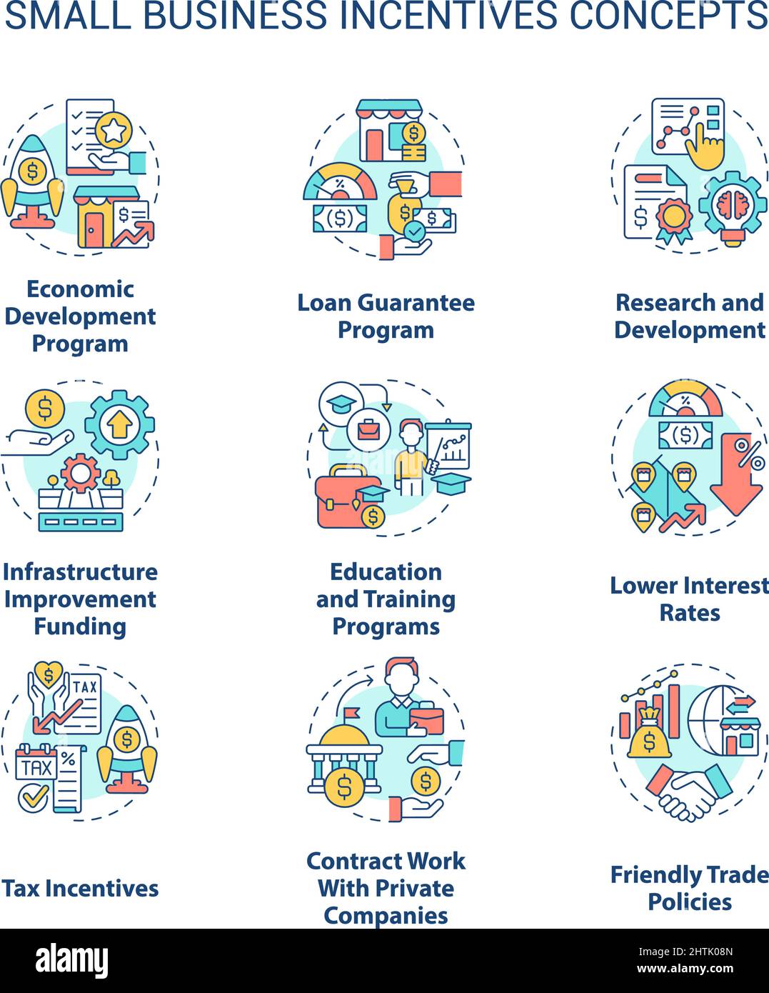 Small business incentives concept icons set Stock Vector Image & Art ...