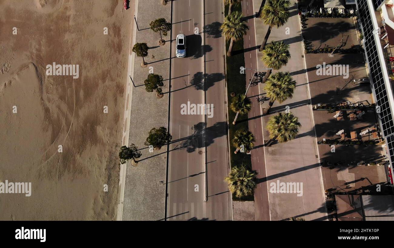 Top down view of road and palm tree Stock Photo - Alamy