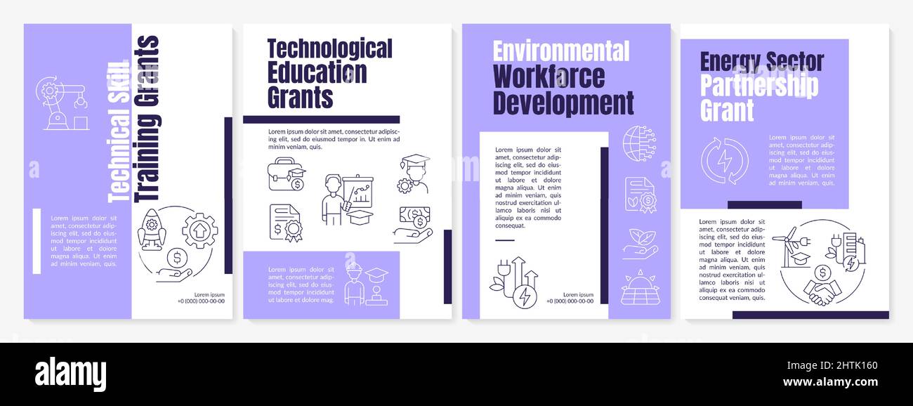 Federal grants for tech training purple brochure template Stock Vector ...
