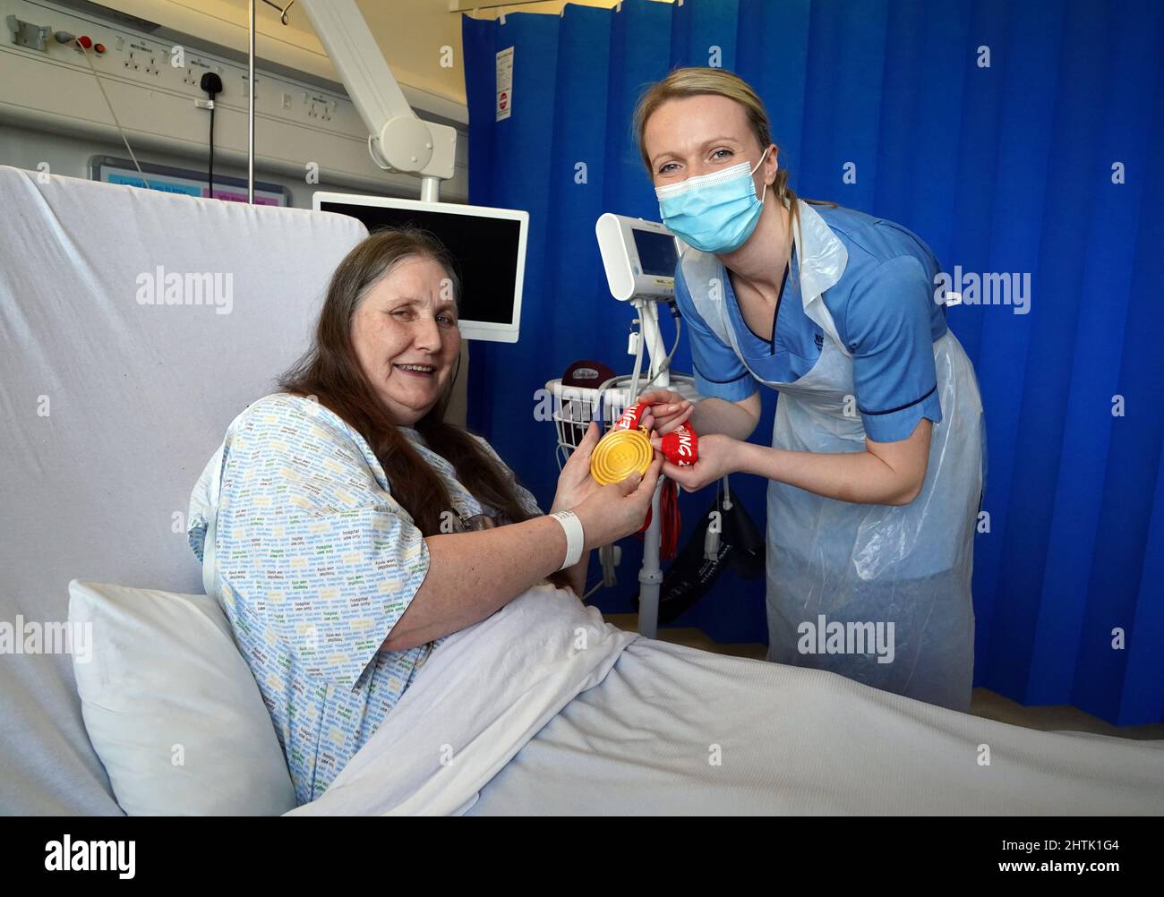 Olympic gold medal winning curler Vicky Wright with patient, Mary ...