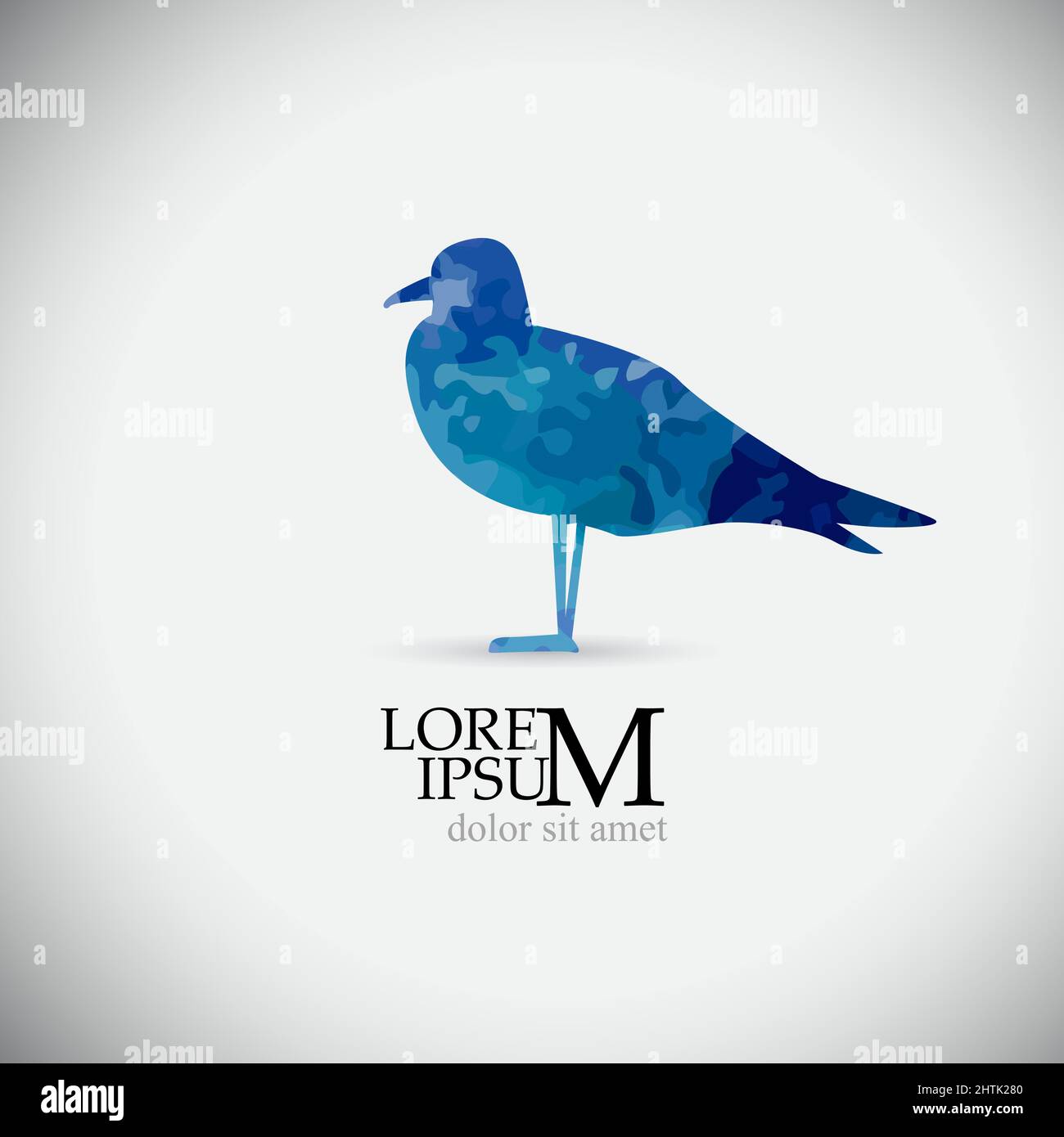 standing blue watercolor seagull. Vector illustration Stock Vector ...