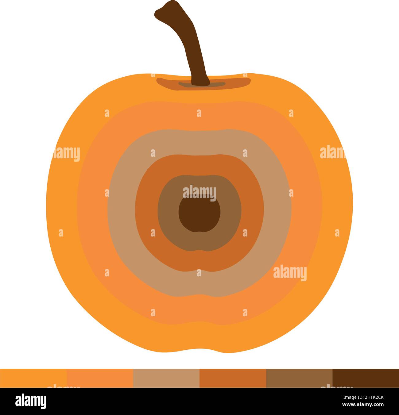 Apple 6 pcs warm shades of color - Vector illustration Stock Vector ...