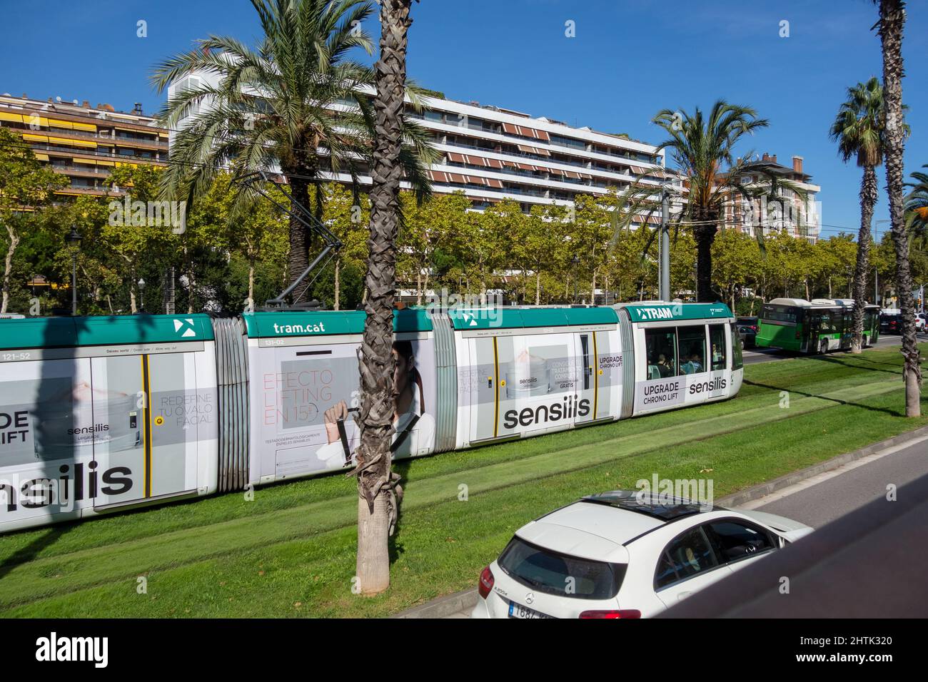BARCELONA, SPAIN - OCTOBER 4, 2019 El Tram in a downtown station Stock ...