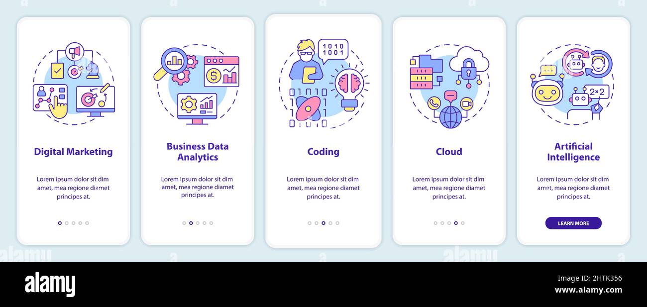 Major digital skills onboarding mobile app screen Stock Vector Image ...